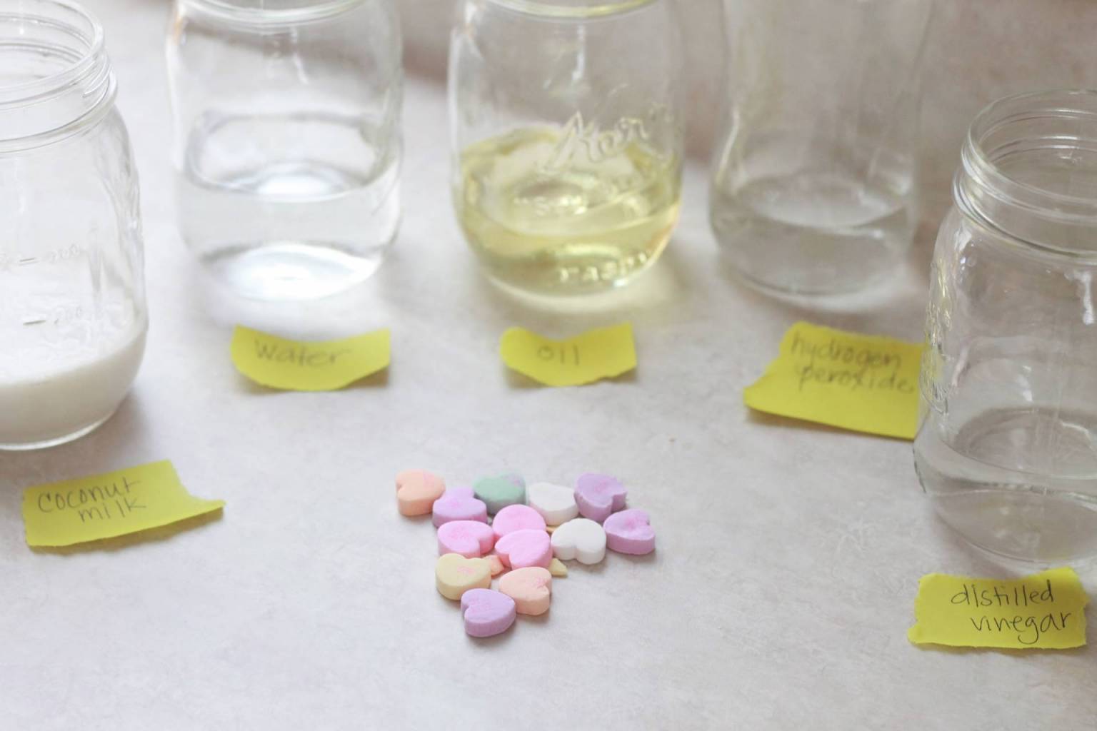 Dissolving Candy Hearts Science Experiment – Green Kid Crafts